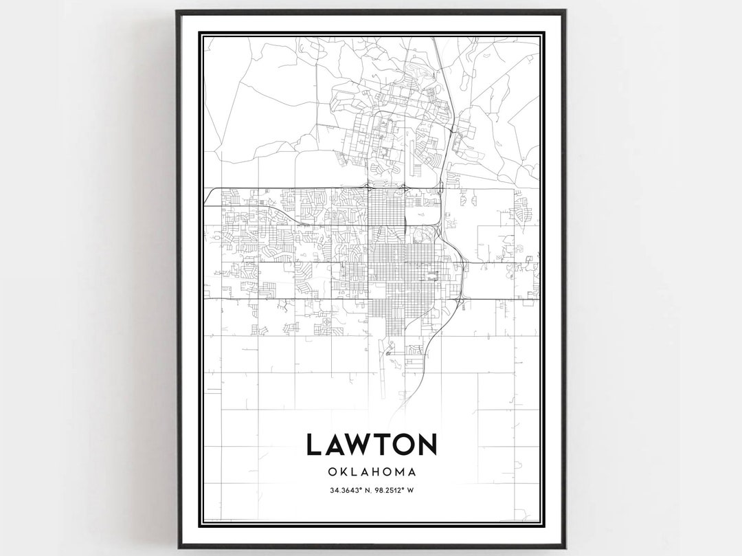 Lawton Map Print, Lawton Map Poster Wall Art, Ok City Map, Oklahoma ...