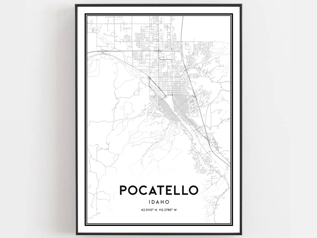 Pocatello Map Print, Pocatello Map Poster Wall Art, Id City Map, Idaho ...