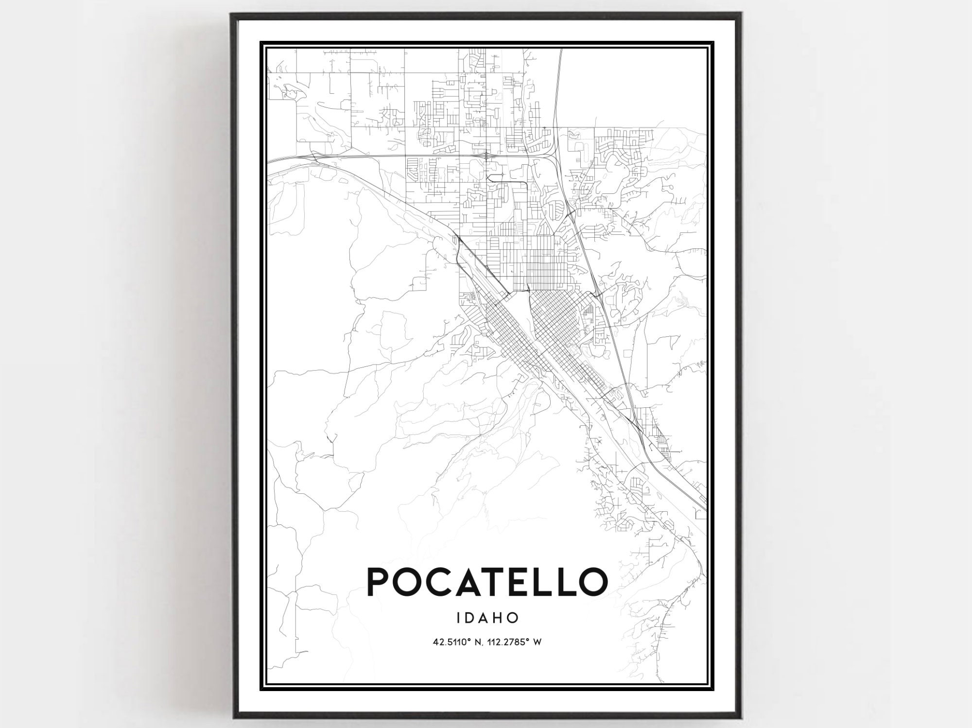 Pocatello Map Print, Pocatello Map Poster Wall Art, Id City Map, Idaho ...