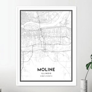 Moline Map Print, Moline Map Poster Wall Art, Il City Map, Illinois ...