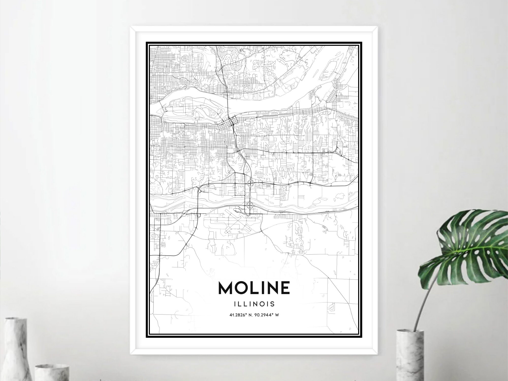Moline Map Print Moline Map Poster Wall Art Il City Map | Etsy