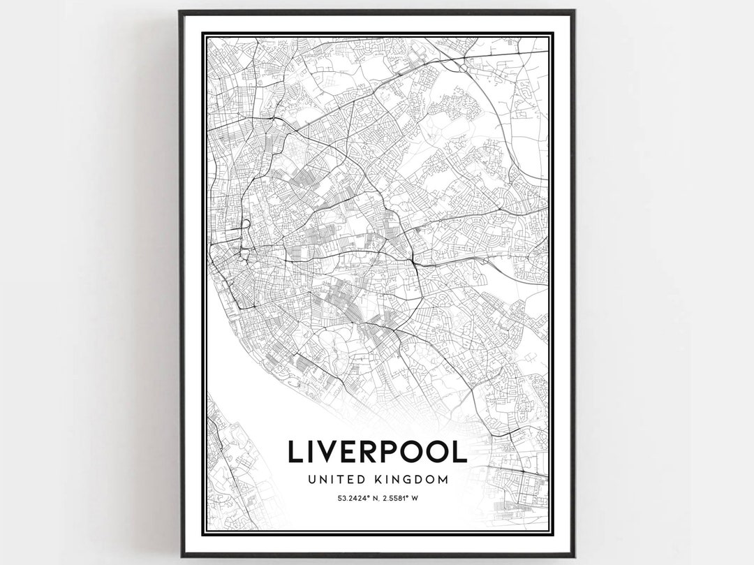 Liverpool Map Print, Liverpool Map Poster Wall Art, Liverpool City Map ...