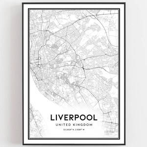 Liverpool Map Print, Liverpool Map Poster Wall Art, Liverpool City Map ...