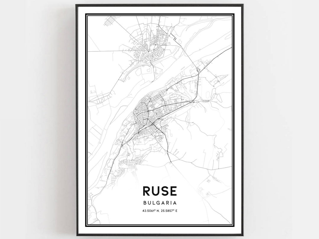 Ruse Map Print, Ruse Map Poster Wall Art, Ruse City Map, Ruse Print ...
