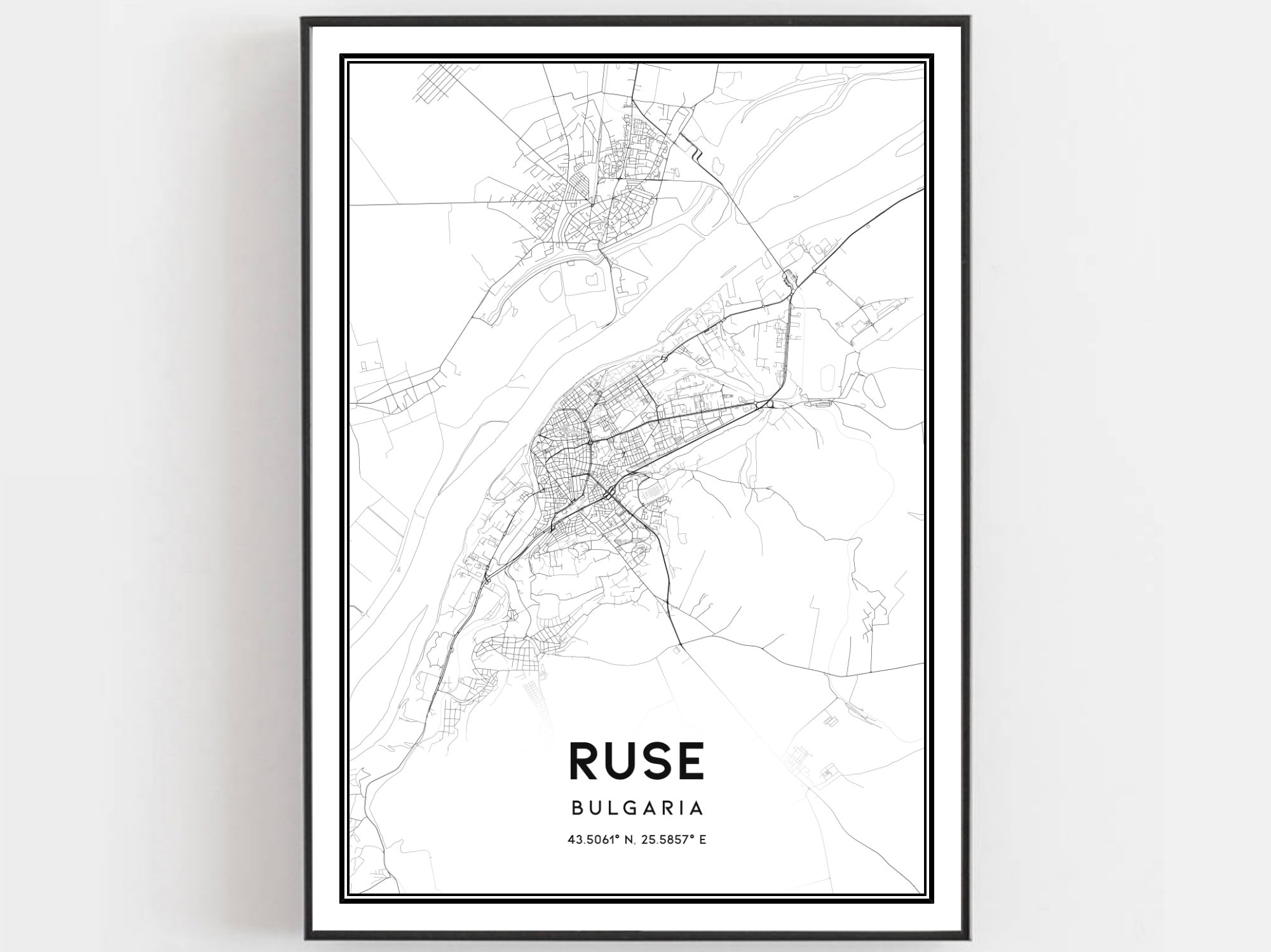 Ruse Map Print Ruse Map Poster Wall Art Ruse City Map Ruse | Etsy