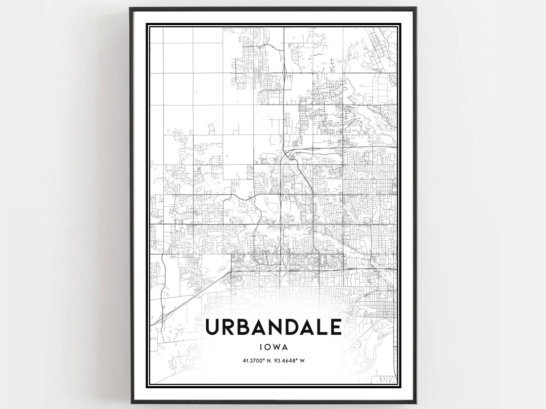 Urbandale Map Print, Urbandale Map Poster Wall Art, Ia City Map, Iowa ...
