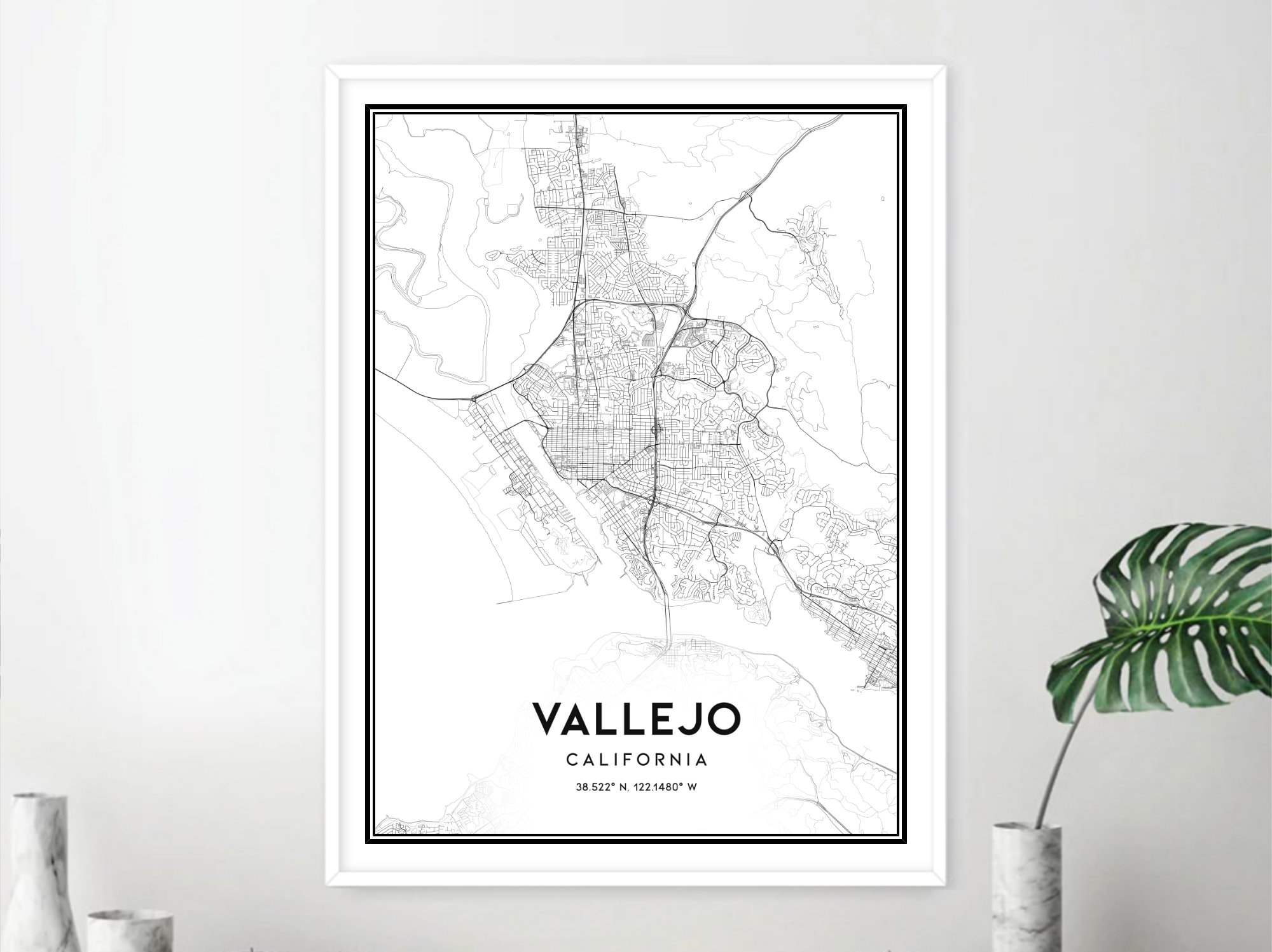 Vallejo Map Print Vallejo Map Poster Wall Art Ca City Map | Etsy