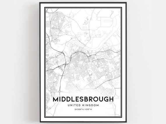 Middlesbrough Map Print Middlesbrough Map Poster Wall Art | Etsy