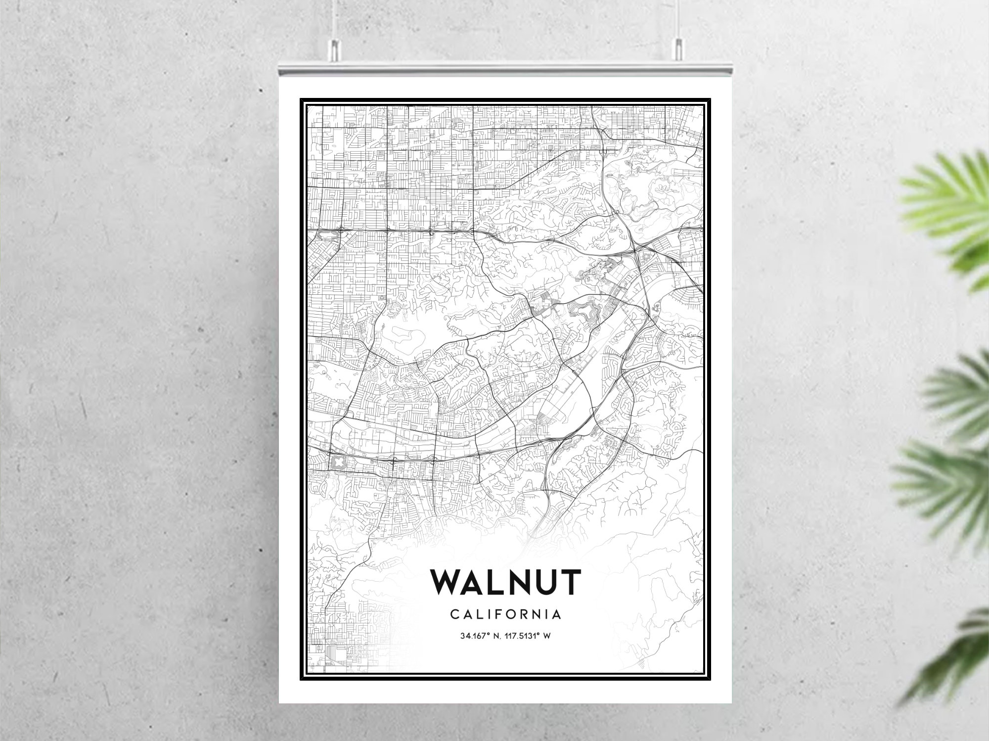 Walnut Map Print Walnut Map Poster Wall Art Ca City Map | Etsy