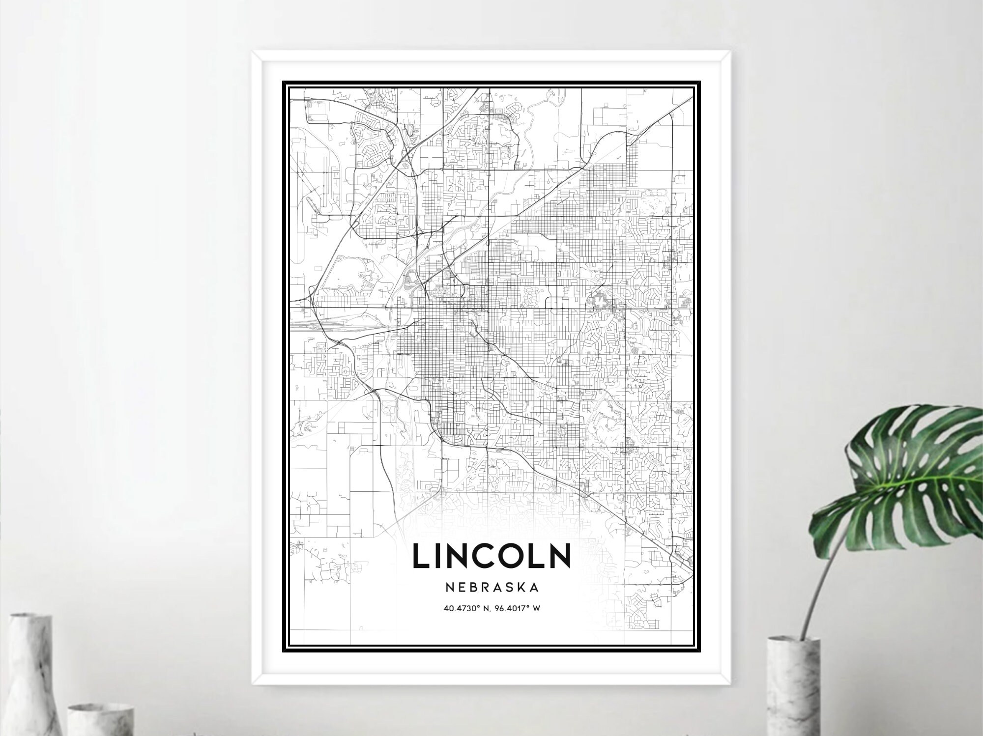 Lincoln Map Print Lincoln Map Poster Wall Art Ne City Map - Etsy