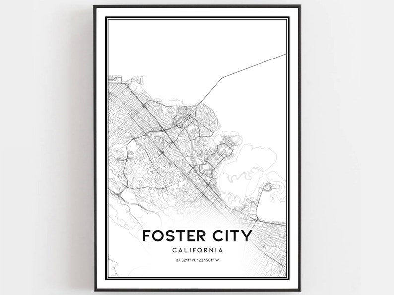 Foster City Map Print Foster City Map Poster Wall Art Ca - Etsy