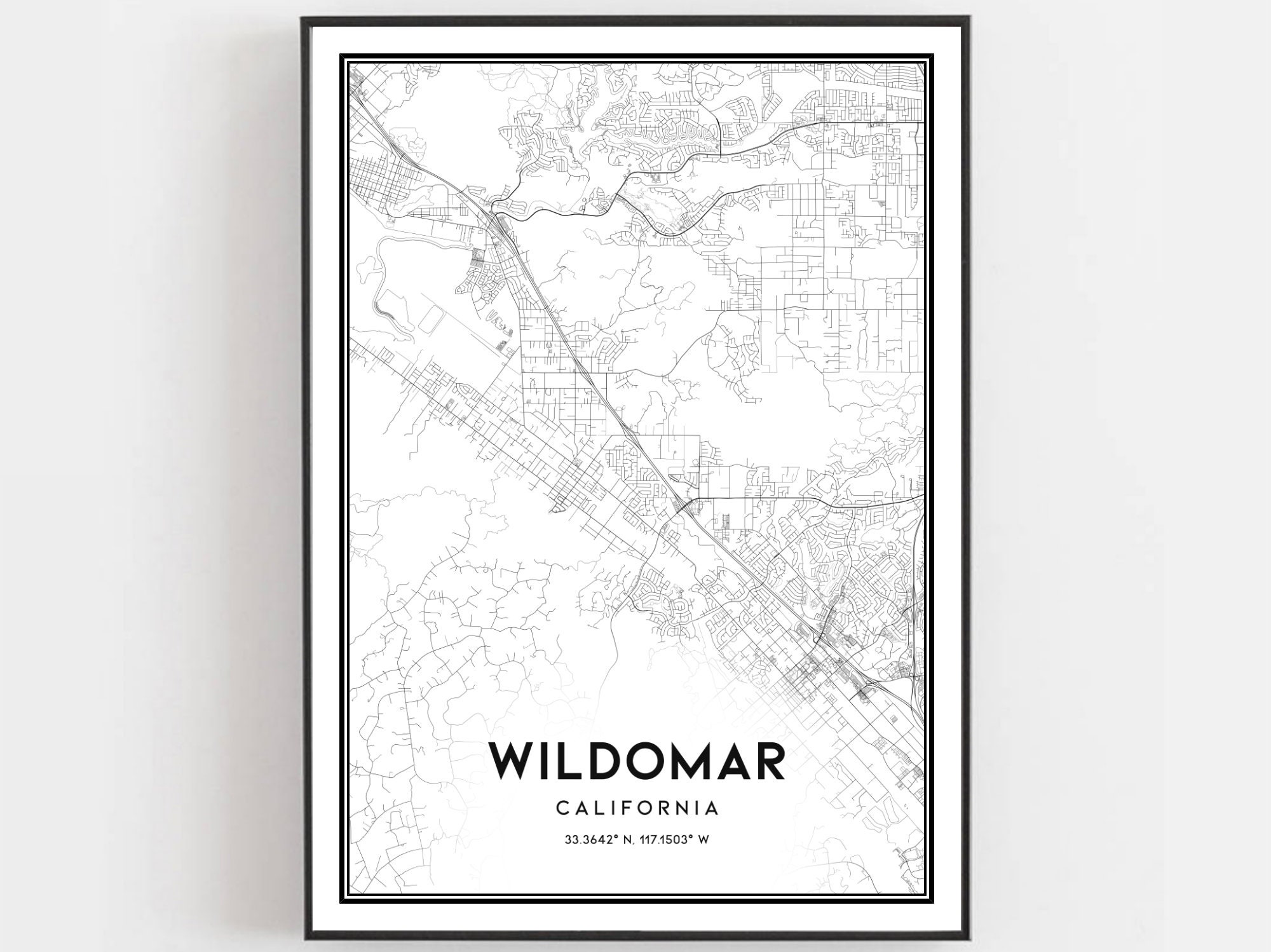 Wildomar Map Print Wildomar Map Poster Wall Art Ca City Map | Etsy
