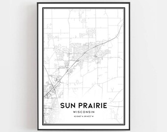 Sun Prairie Map Print, Sun Prairie Map Poster Wall Art, Wi City Map ...