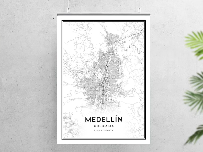 Medellín Map Print, Medellín Map Poster Wall Art, Medellín City Map ...