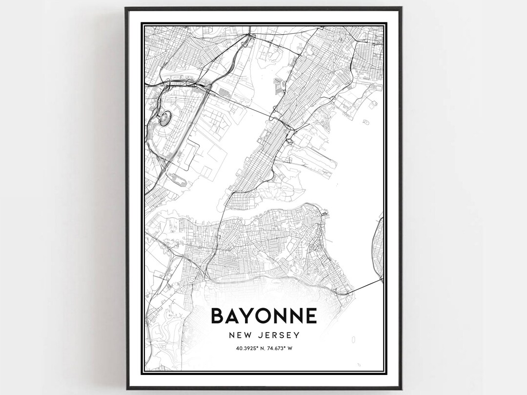 Bayonne Map Print, Bayonne Map Poster Wall Art, Nj City Map, New Jersey ...