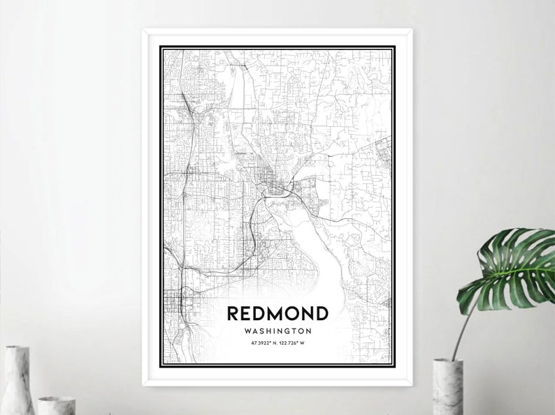Redmond Map Print Redmond Map Poster Wall Art Wa City Map - Etsy