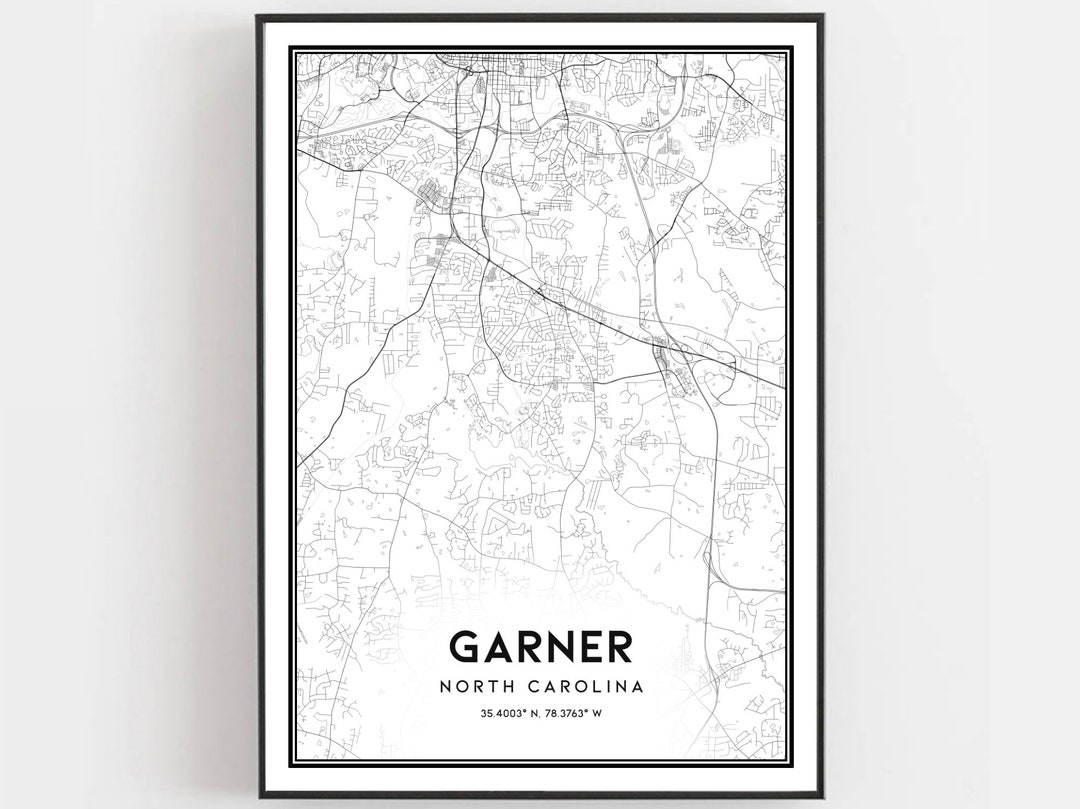 Garner Map Print, Garner Map Poster Wall Art, Nc City Map, North ...