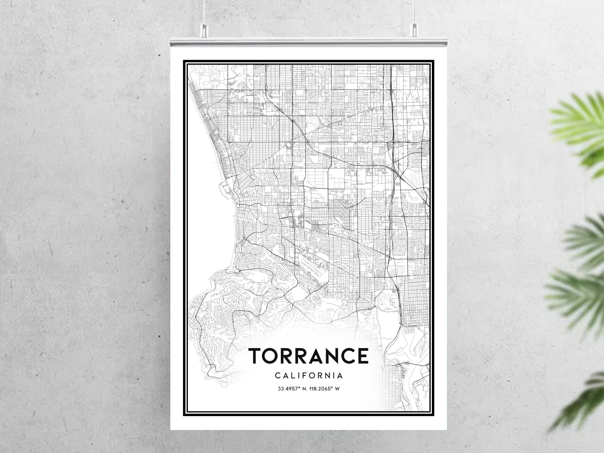 Torrance Map Print Torrance Map Poster Wall Art Ca City Map - Etsy