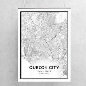 Quezon City Map Print, Quezon City Map Poster Wall Art, Quezon City ...