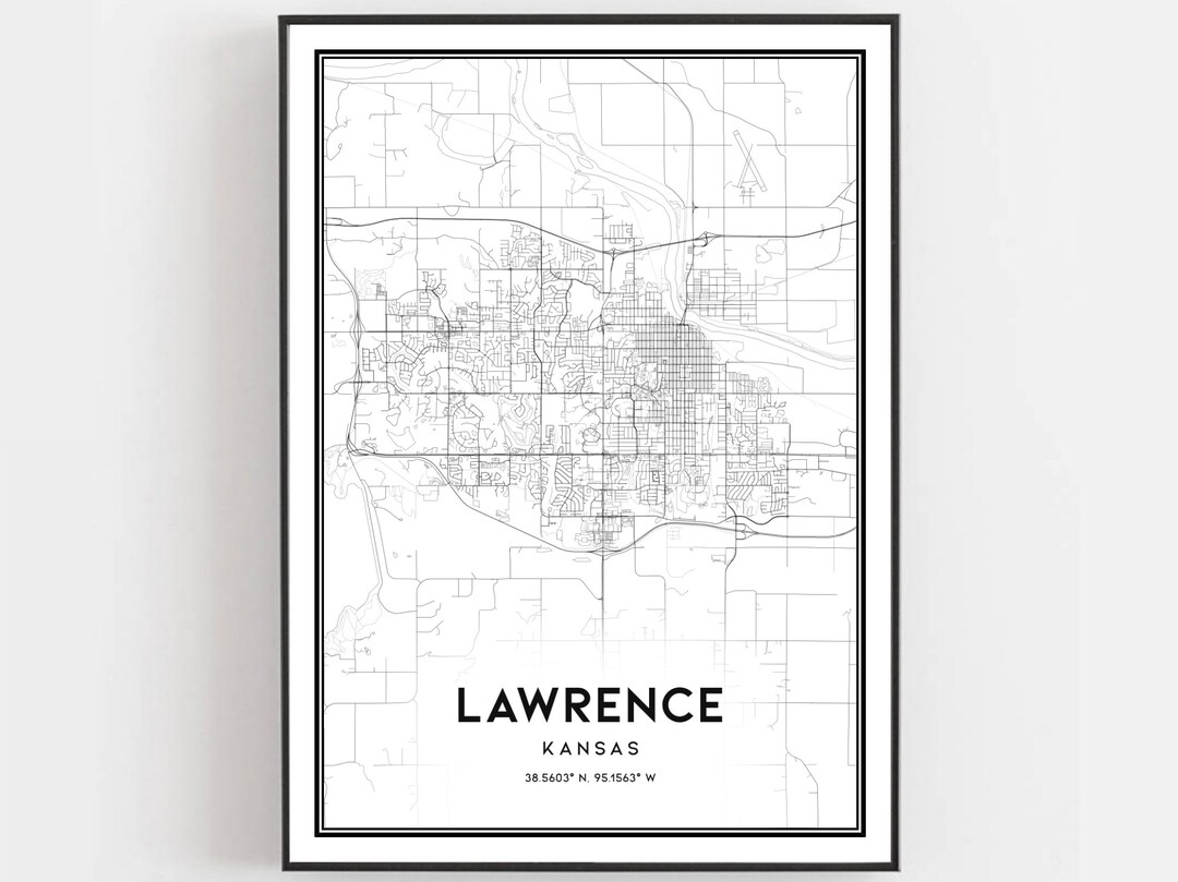 Lawrence Map Print, Lawrence Map Poster Wall Art, Ks City Map, Kansas ...