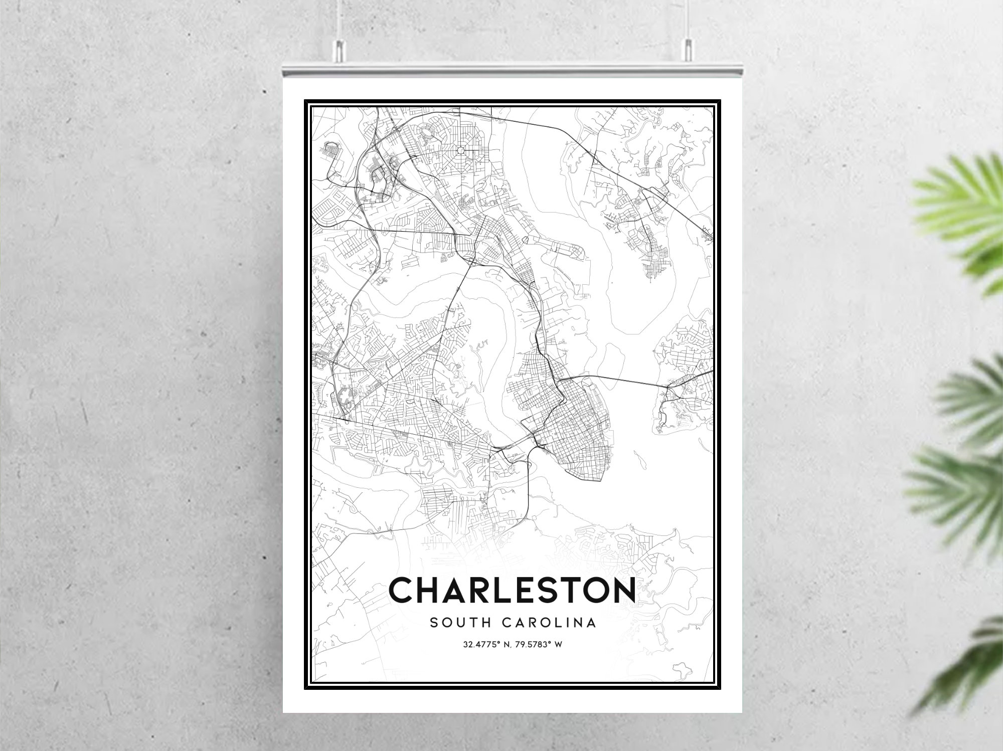 Charleston Map Print Charleston Map Poster Wall Art Sc City - Etsy
