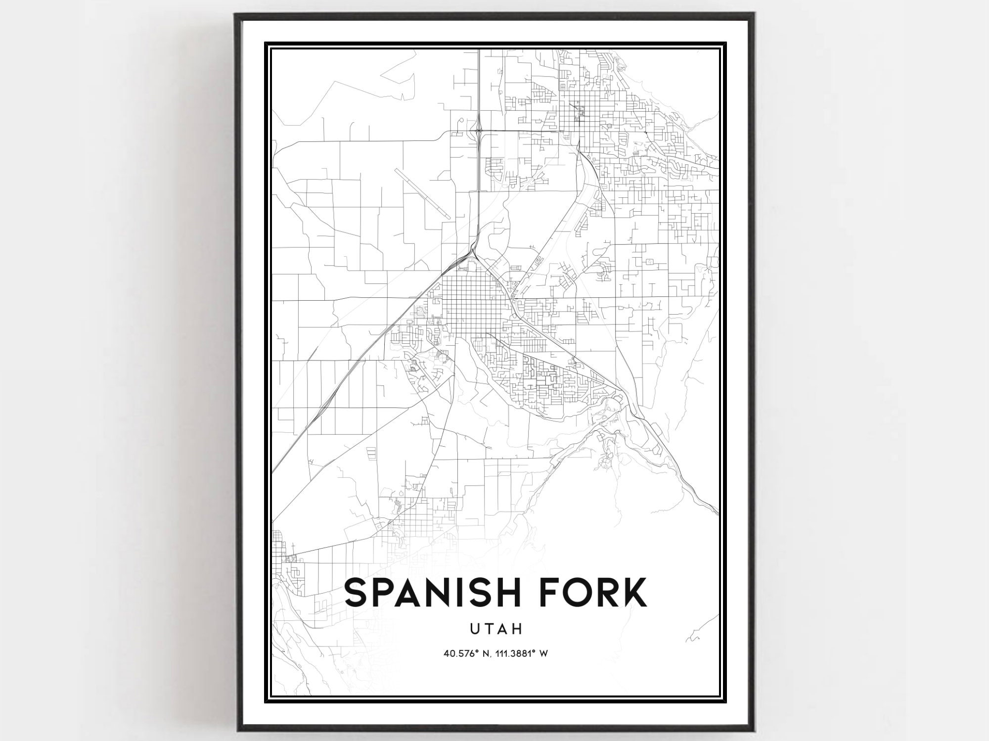 Spanish Fork Map Print, Spanish Fork Map Poster Wall Art, Ut City Map ...