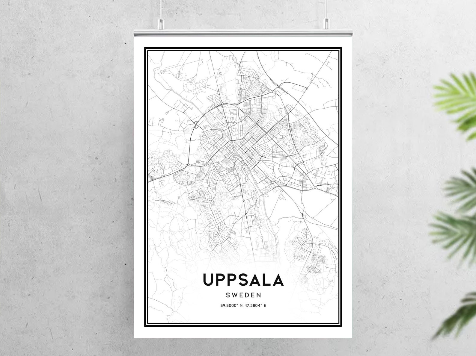 Uppsala Map Print Uppsala Map Poster Wall Art Uppsala City - Etsy