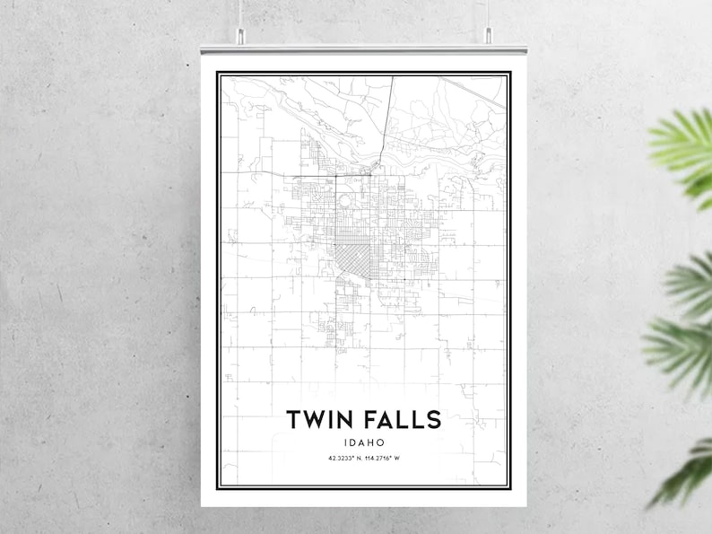 Twin Falls Map Print, Twin Falls Map Poster Wall Art, Id City Map ...