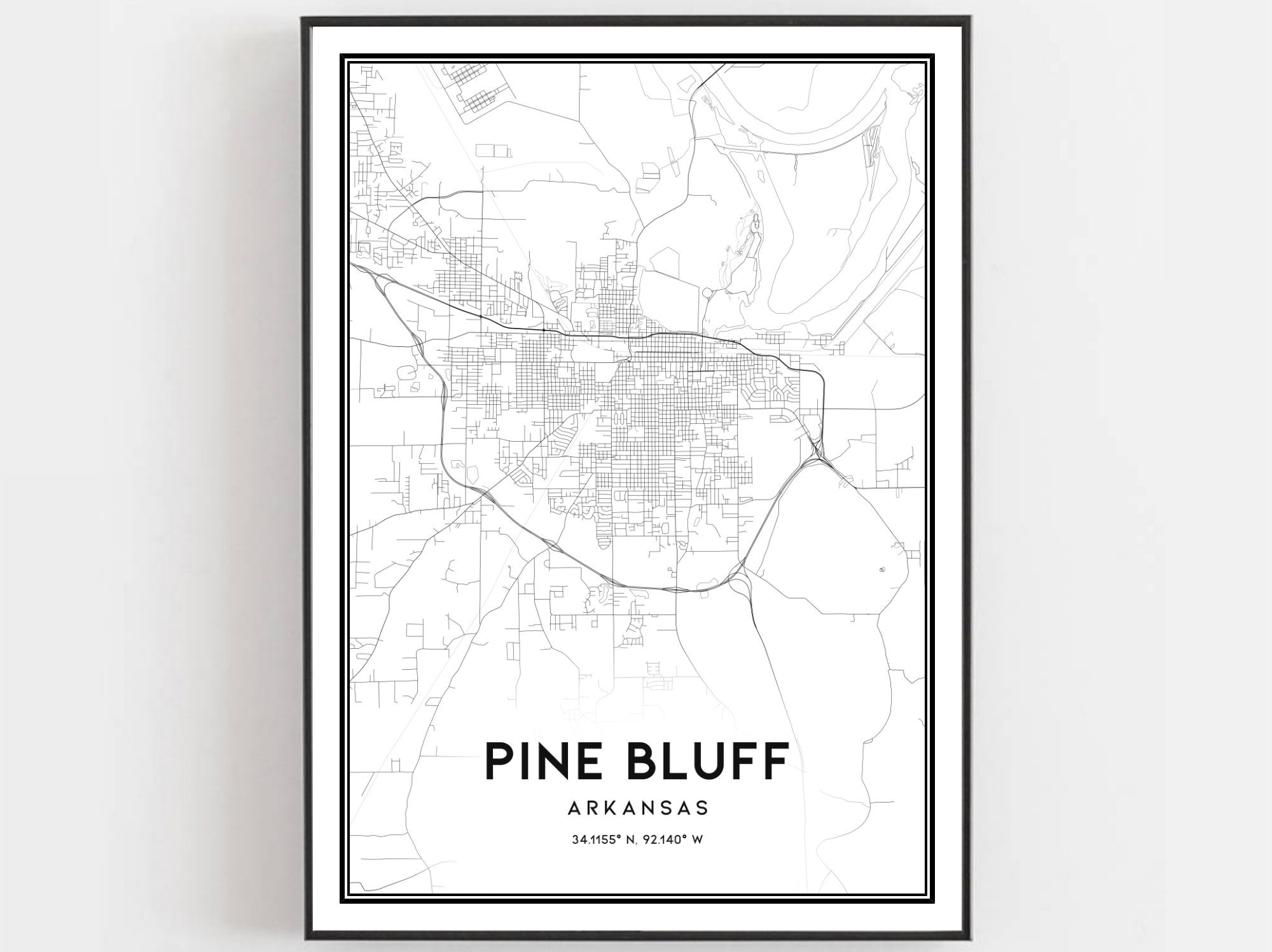 Pine Bluff Map Print Pine Bluff Map Poster Wall Art Ar City | Etsy