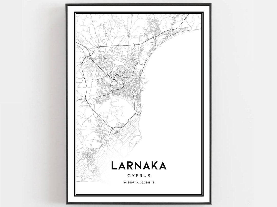 Larnaka Map Print, Larnaka Map Poster Wall Art, Larnaka City Map ...