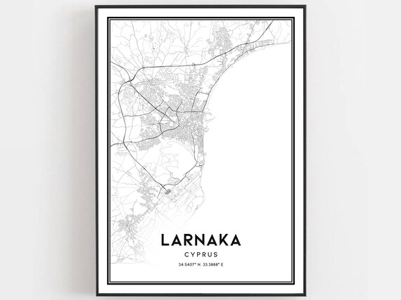 Larnaka Map Print Larnaka Map Poster Wall Art Larnaka City | Etsy