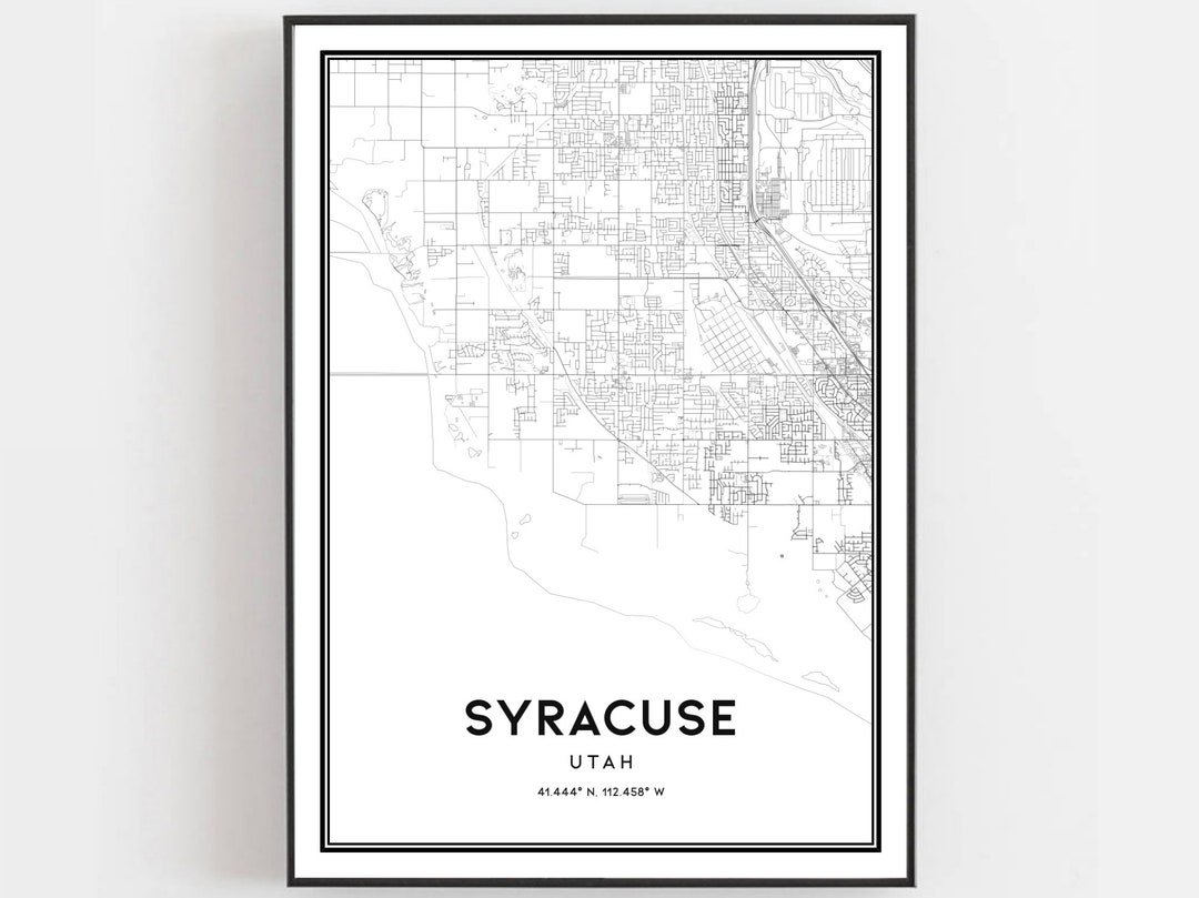 Syracuse Map Print, Syracuse Map Poster Wall Art, Ut City Map, Utah ...