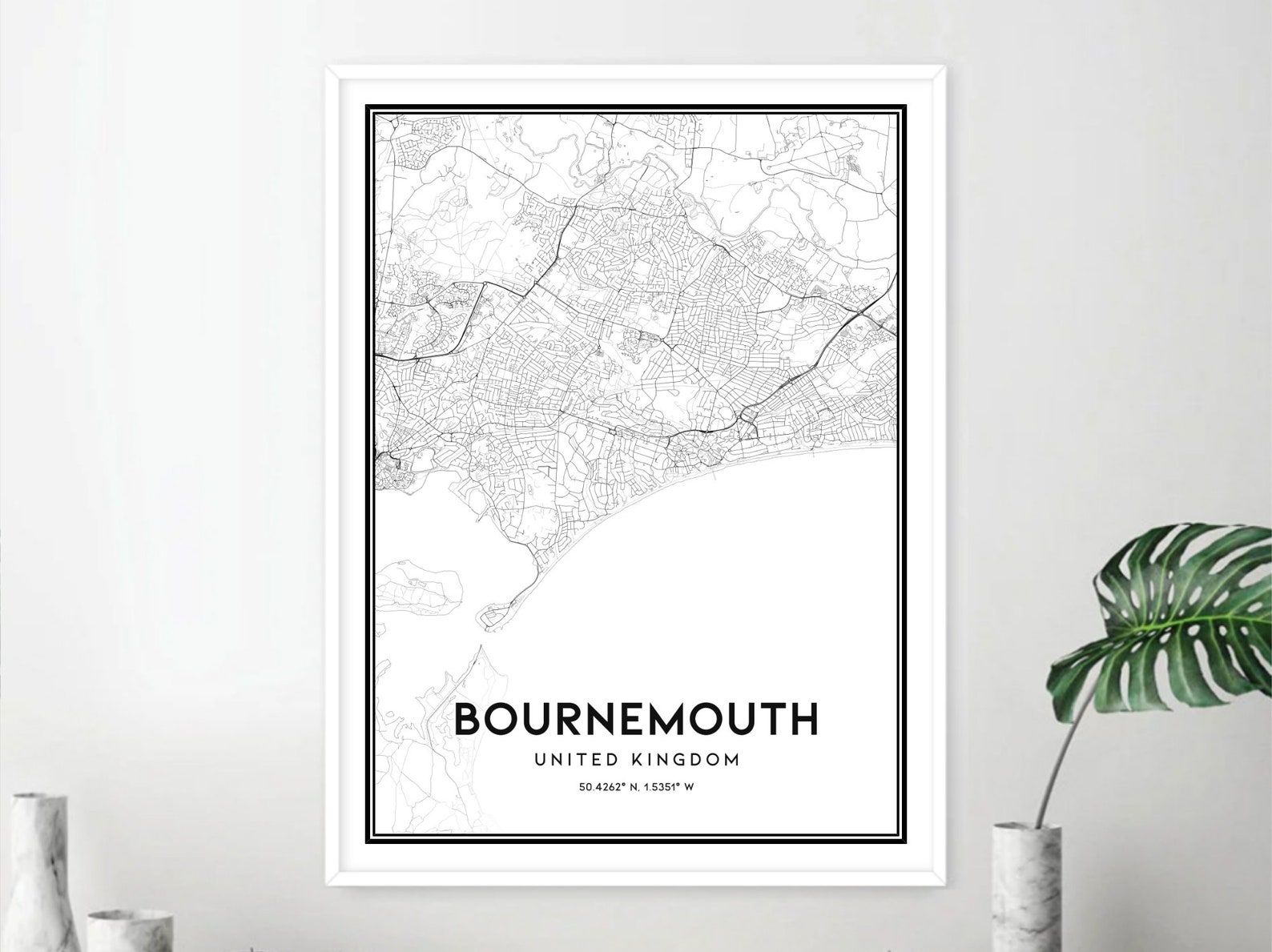 Bournemouth Map Print Bournemouth Map Poster Wall Art - Etsy