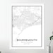 Bournemouth Map Print, Bournemouth Map Poster Wall Art, Bournemouth ...