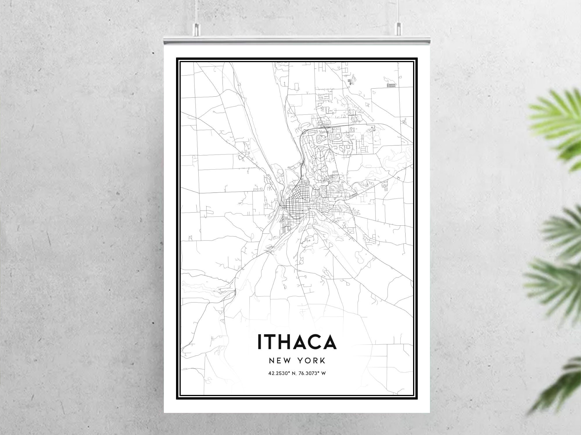 Ithaca Map Print Ithaca Map Poster Wall Art Ny City Map New - Etsy