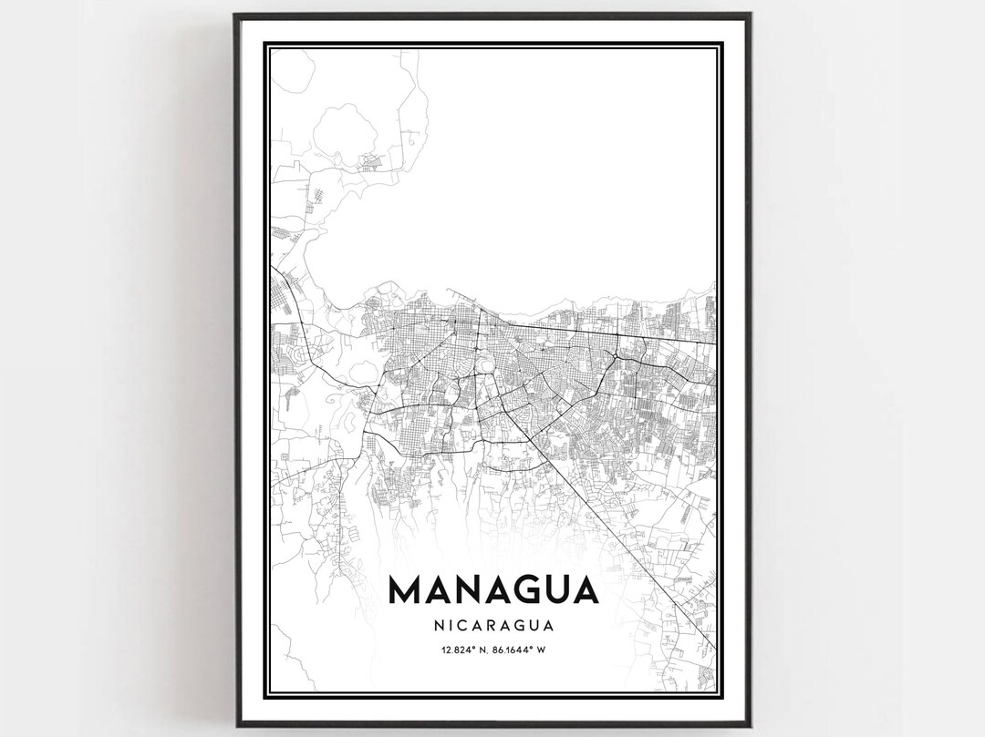 Managua Map Print, Managua Map Poster Wall Art, Managua City Map ...