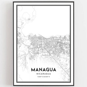 Managua Map Print, Managua Map Poster Wall Art, Managua City Map ...