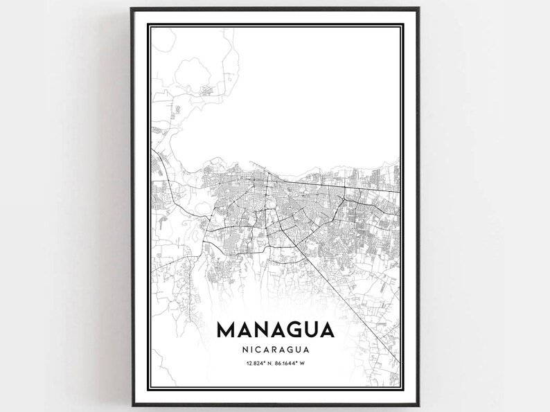 Managua Map Print Managua Map Poster Wall Art Managua City - Etsy
