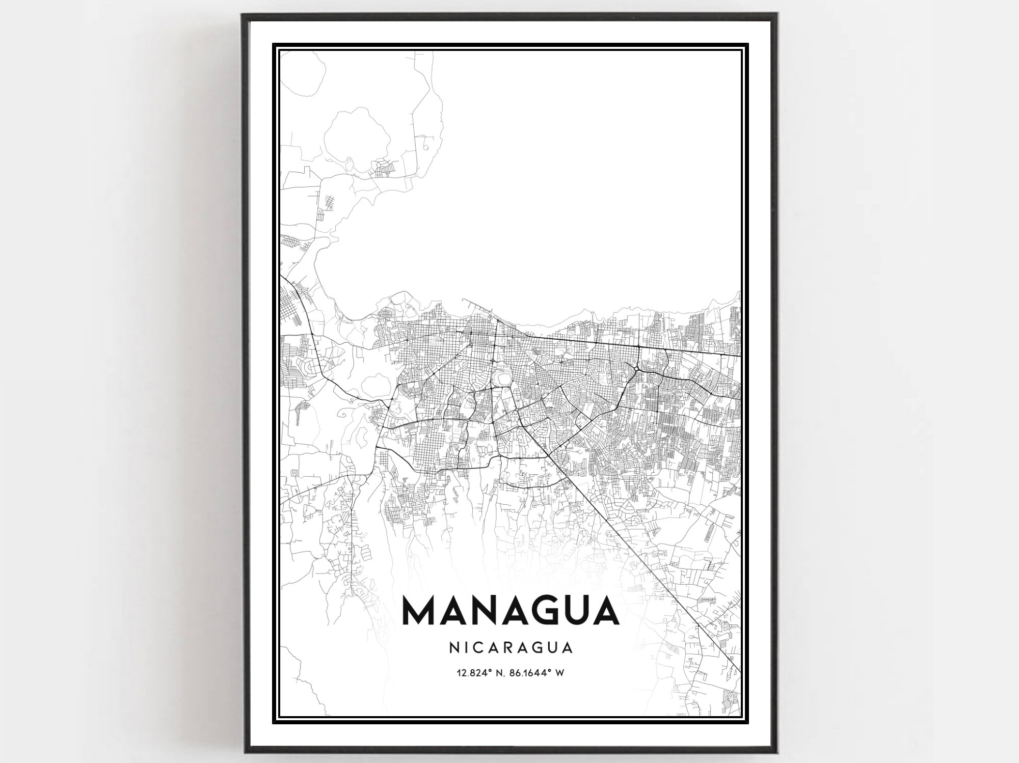 Managua Map Print Managua Map Poster Wall Art Managua City | Etsy