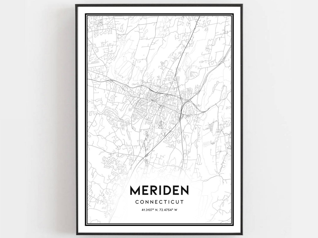 Meriden Map Print, Meriden Map Poster Wall Art, Ct City Map ...
