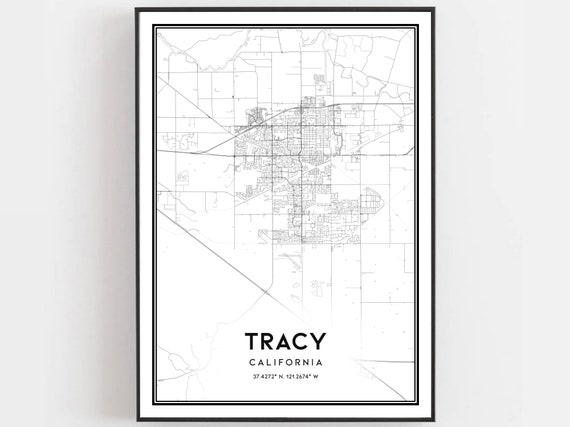 Tracy Map Print Tracy Map Poster Wall Art Ca City Map | Etsy