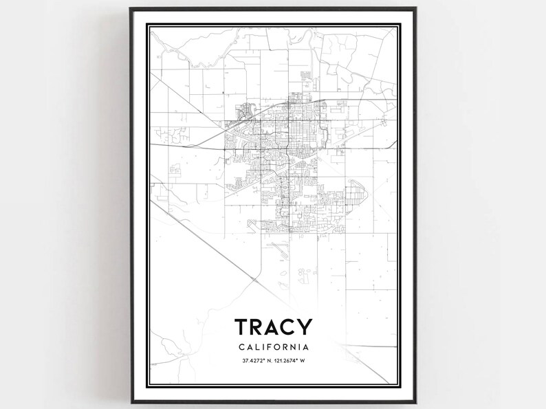 Tracy Map Print Tracy Map Poster Wall Art Ca City Map - Etsy