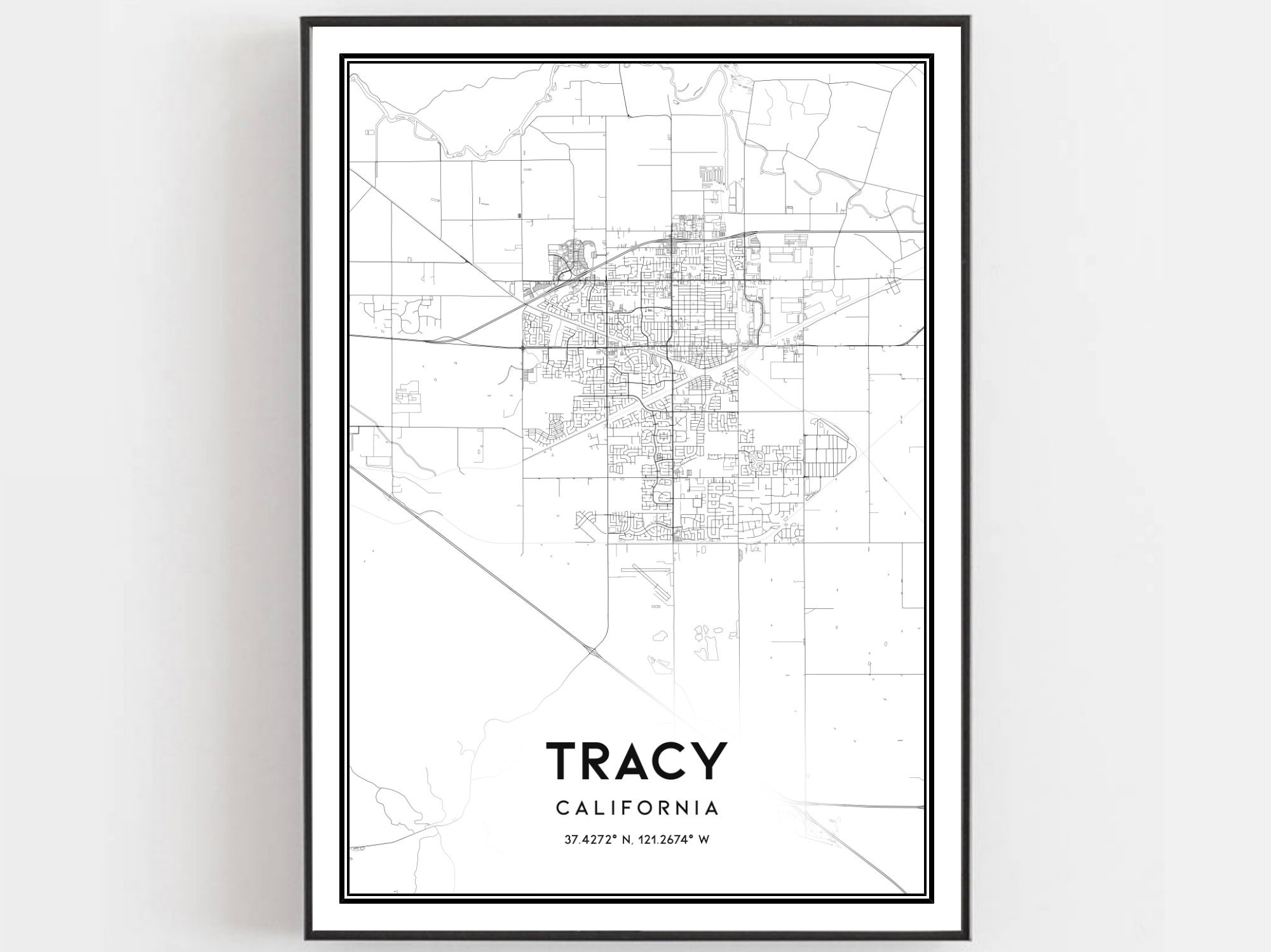 Tracy Map Print Tracy Map Poster Wall Art Ca City Map - Etsy