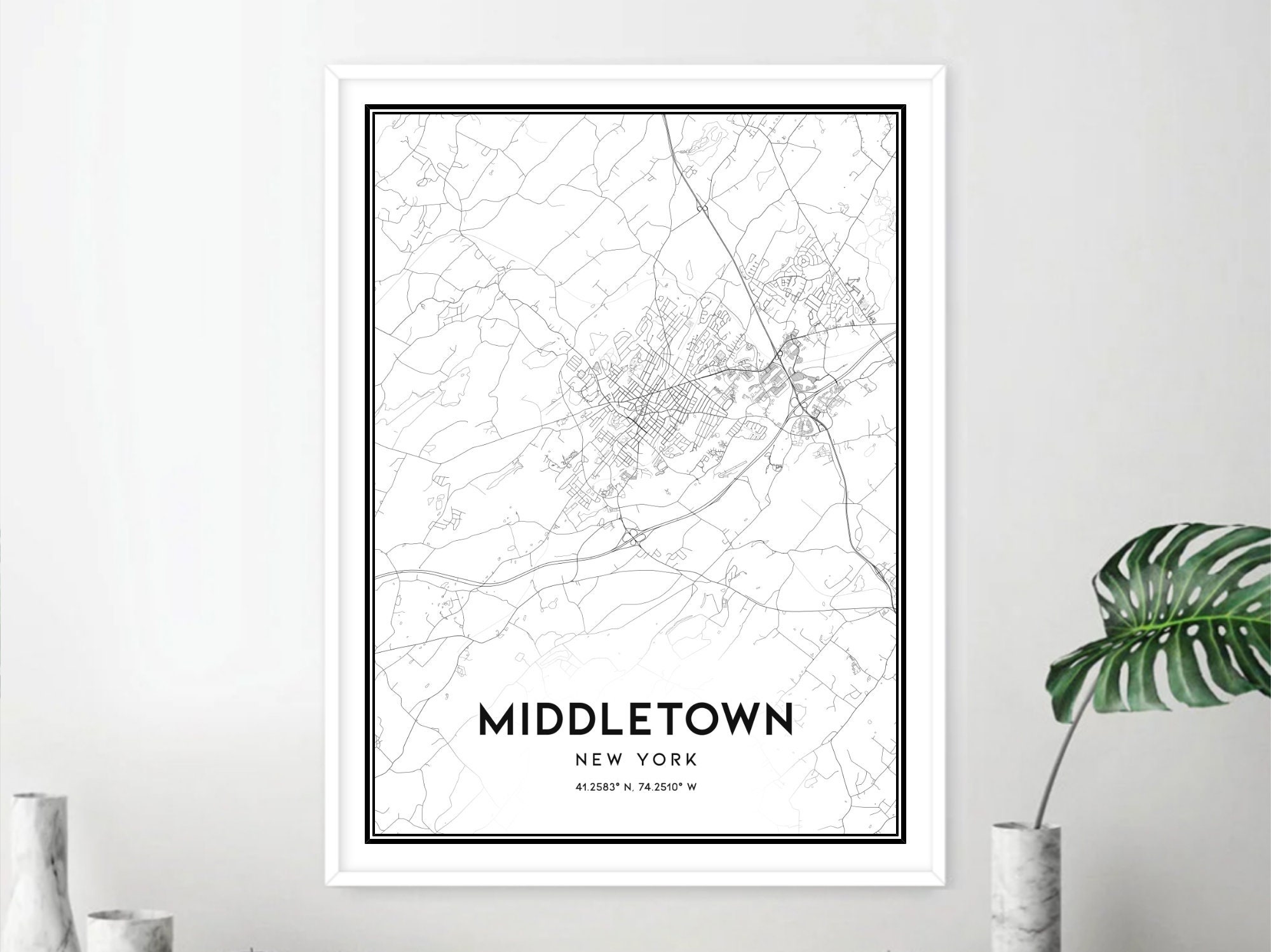 Middletown Map Print, Middletown Map Poster Wall Art, Ny City Map, New ...