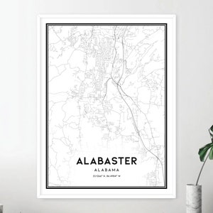 Alabaster Map Print, Alabaster Map Poster Wall Art, Al City Map ...