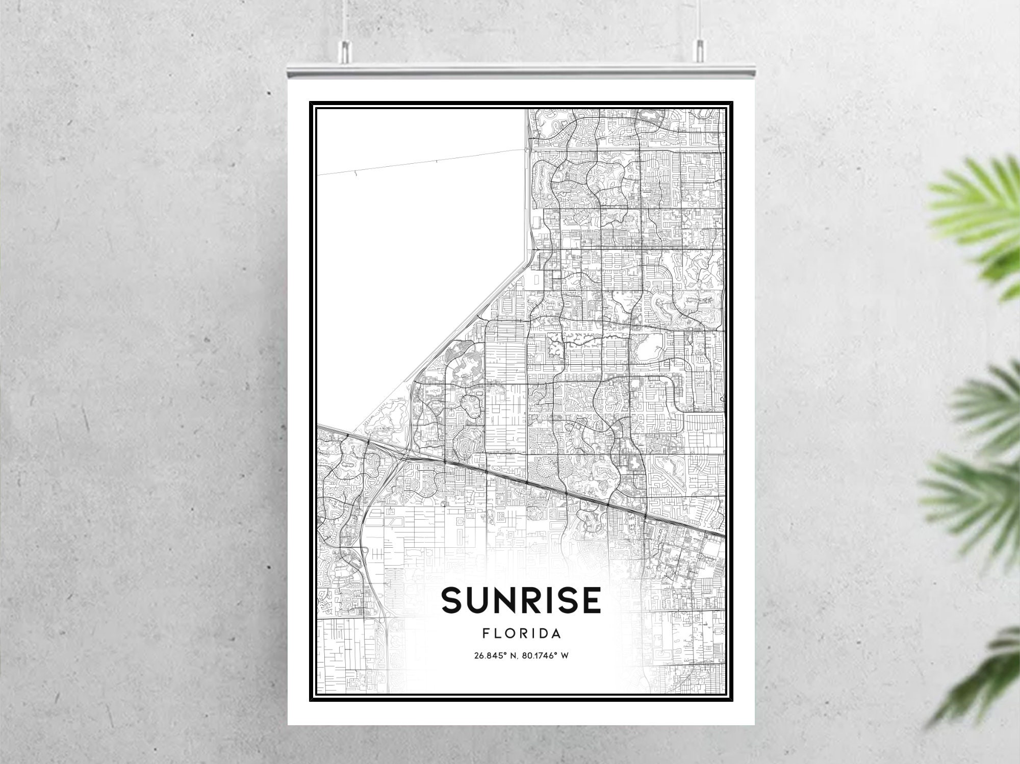 Sunrise Map Print Sunrise Map Poster Wall Art Fl City Map | Etsy