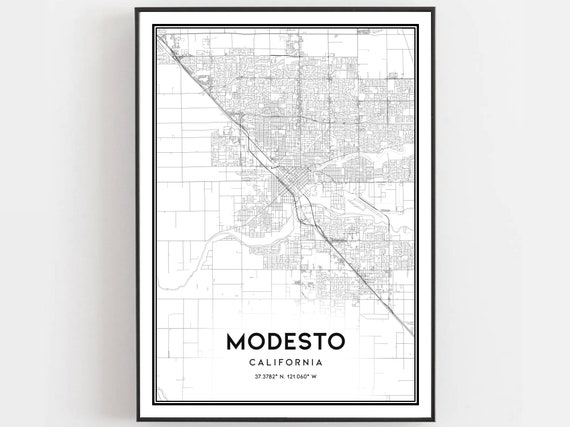 Modesto Map Print Modesto Map Poster Wall Art Ca City Map | Etsy