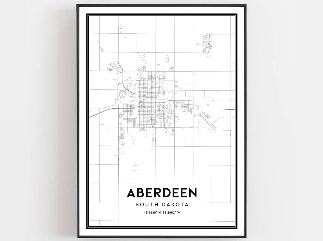Aberdeen Map Print, Aberdeen Map Poster Wall Art, Sd City Map, South ...