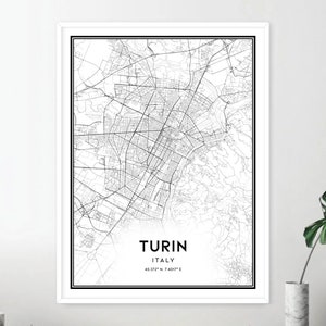 Turin Map Print, Turin Map Poster Wall Art, Turin City Map, Turin Print ...