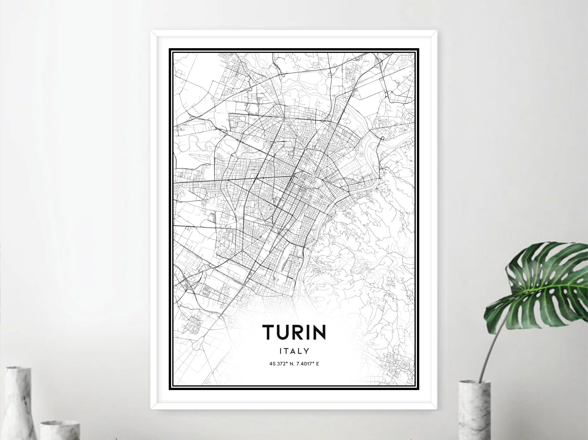 Turin Map Print Turin Map Poster Wall Art Turin City Map - Etsy